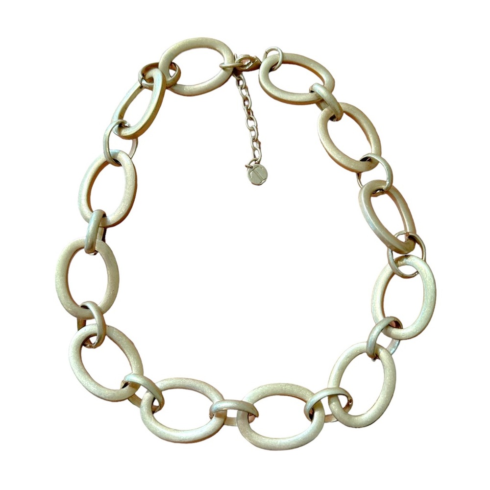 Talbots Chunky Brushed Gold Chain Link Statement Neck… - Gem